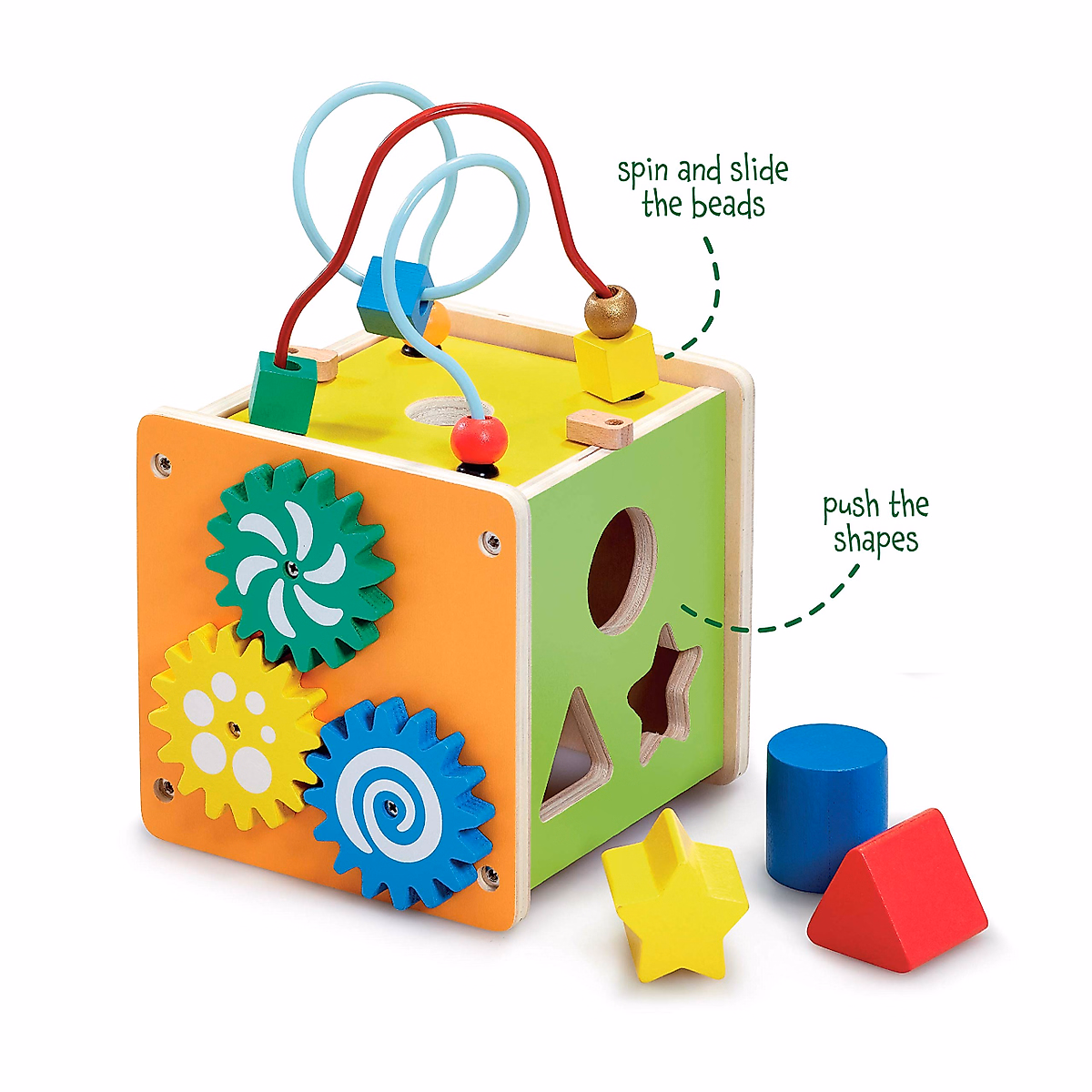 Early Learning Centre Mini Wooden Activity Cube, Preschool Development, Kids Toys for Ages 18 Month, Amazon Exclusive