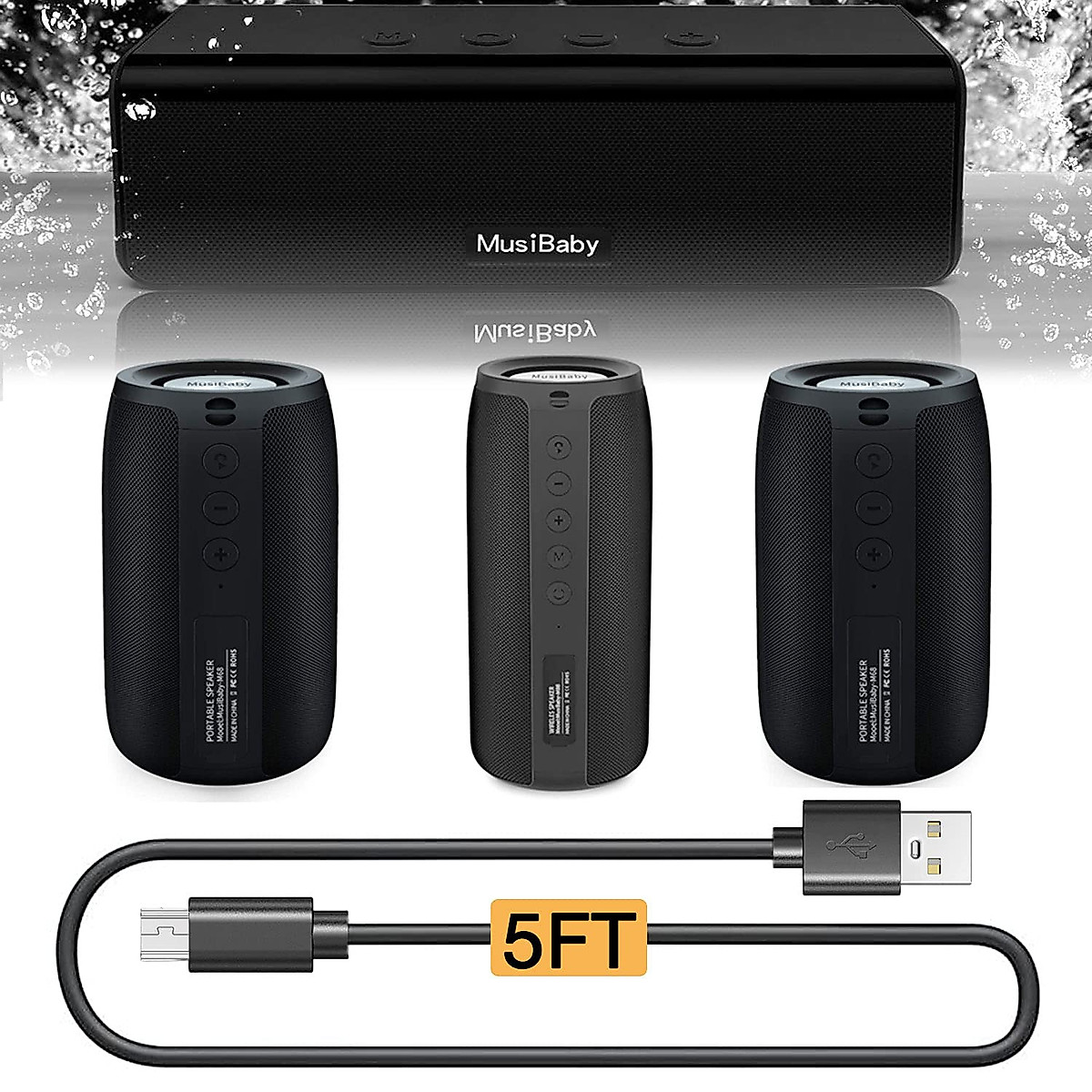 Rahhaze Replacement Charger Charging Cord Cable for MusiBaby Speaker, MusiBaby M68, M71, M88 Charger Power Cable Cord (5FT)