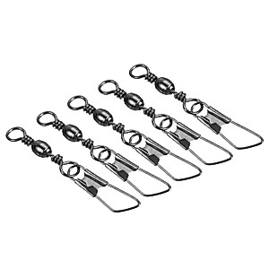 PATIKIL Fishing Barrel Swivel with Safety Snap, 100Pcs 35lb Carbon Steel Solid Ring Terminal Tackle for Saltwater Freshwater Fishing, Black