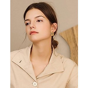 WOWORAMA Filigree Hoop Earrings for Women 14K Gold Chunky Hoops Wide Braided Huggie Hoop Earrings Round Ball Hoop Earrings Boho Trendy Minimalist Earrings - Gold Braid Hoops