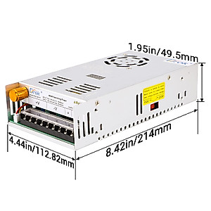 DROK 24V Power Supply, AC 110V/220V to DC 0-24V 20A 480W Buck Converter, Variable Adjustable Adapter Regulated 5V 12V 24V Volt Switching Voltage LED Transformer 20A Amp Charger for Computer Lab