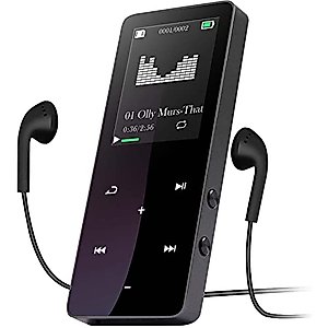 MP3 Player with Bluetooth 40GB Portable Music Player for Walking Running with Earphone Built-in Speaker for Walking Jogging Touch Buttons Design Support FM Radio Voice Recorder E-Book