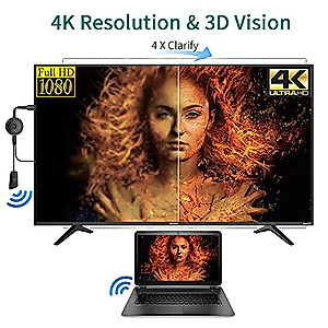 DRYMOKINI 4K Wireless HDMI Adapter, WiFi Streaming Movies, Shows, and Live TV Receiver from iPhone, iPad, Android, Tablet, Window to HDTV/Monitor/Projector, Miracast, Airplay, DLNA, Chrome
