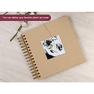 potricher 8 x 8 Inch DIY Scrapbook Photo Album Hardcover Kraft Blank Yellow 80 Pages Wedding and Anniversary Family Photo Album (Yellow, 8 Inch)