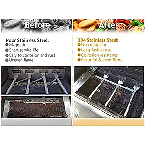 Hisencn Replacement Repair Parts Compatible with Kenmore 146.23678310, 146.23679310, 640-05057371-6, 640-05057373-6 Gas Grills Models, 3 Packs Stainless Steel Grill Burner, Heat Plates Tent Shield