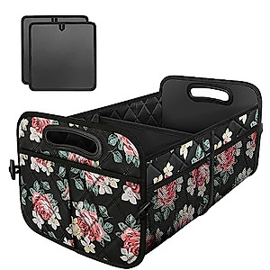 Deosk Trunk Organizer for Car, Collapsible Car Organziers and Storage with 6 Pockets, 50L Multi-Compartment Car Trunk Organzier, Car Accessories for Women/Men - Floral