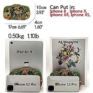 Forest Animal Pattern Style Crystal Clutch Purses for Women Formal Evening Bags (Green) Medium