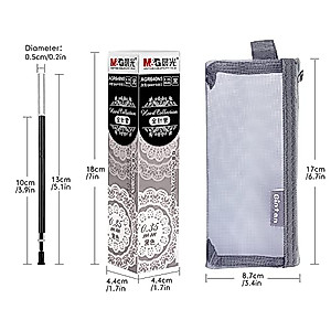 M&G Gel Ink Refill, Extra Fine Needle Tip 0.5mm Black Ink Refills for Liquid Gel Pens, Universal Size Refill- Pack of 20 with Pen Bag (AGR640C3)