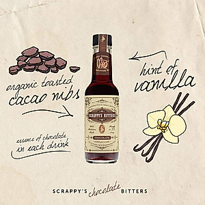Scrappy's Bitters - Chocolate, 5 oz - Organic Ingredients, Finest Herbs & Zests, No Extracts, Artificial Flavors, Chemicals or Dyes. Made in the USA!