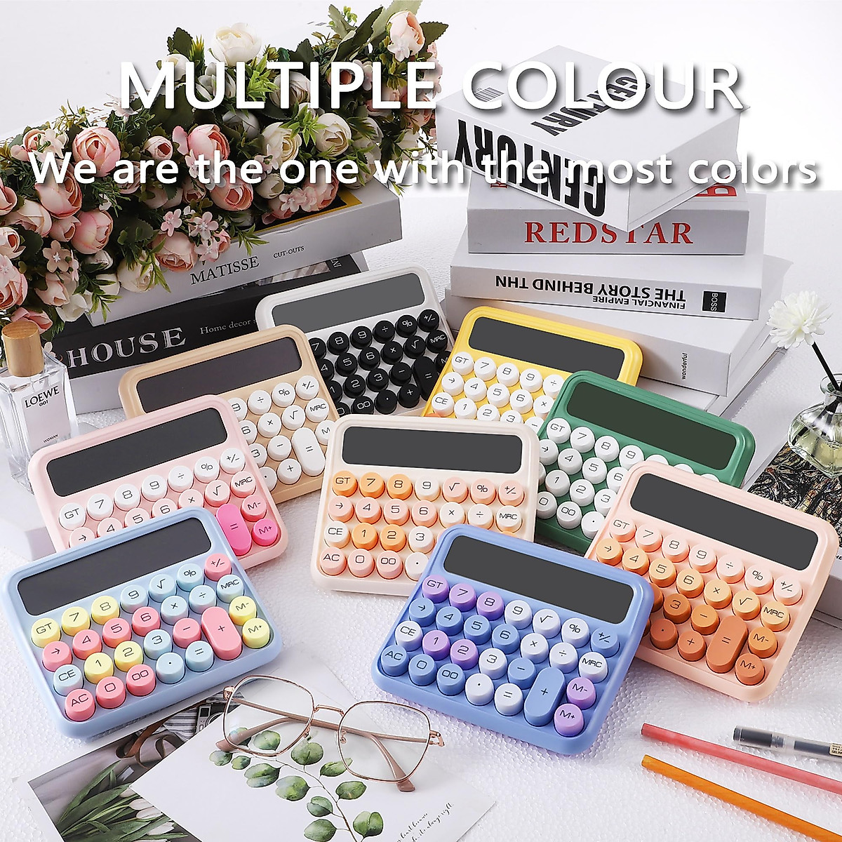 Standard Calculator 12 Digit,Desktop Large Display and Buttons,Pink Calculator with Large LCD Display for Office,School, Home & Business Use,Automatic Sleep,with Battery.6 * 5.15in