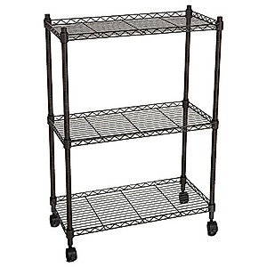 Laduzile 3-Layer Plastic Coated Iron Shelf with 1.5" Plastic Wheels 350 * 600 * 850 Black