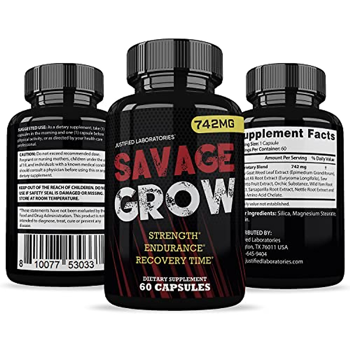 (2 Pack) Savage Grow 742MG All Natural Advanced Men's Health Formula 120 Capsules