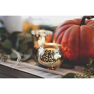 Just Artifacts 24pcs Assorted Gold Mercury Glass Votive Candle Holders (12pc 2-Inch Round, 12pc 2.75-Inch)