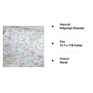 SimpleLife4U Pink Floral Self-Adhesive Shelf Liner Removable Tabletop Protect Paper Decorative Workspace Organizers Photo Storage Box 17.7 Inch by 9.8 Feet