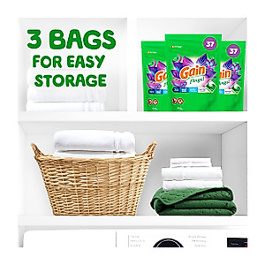 Gain Flings! 3-in-1 Laundry Detergent Soap Pods, Moonlight Breeze Scent, 3 Bag Value Pack, 111 Count, HE Compatible, 37 Count (Pack of 3)