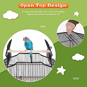 BestPet 64 inch Wrought Iron Bird Cage for Parakeets Medium Small Parrots Parakeet Cage with Detachable Rolling Stand & Play Open Top for Cockatiels Lovebird Finches Canaries (Black)