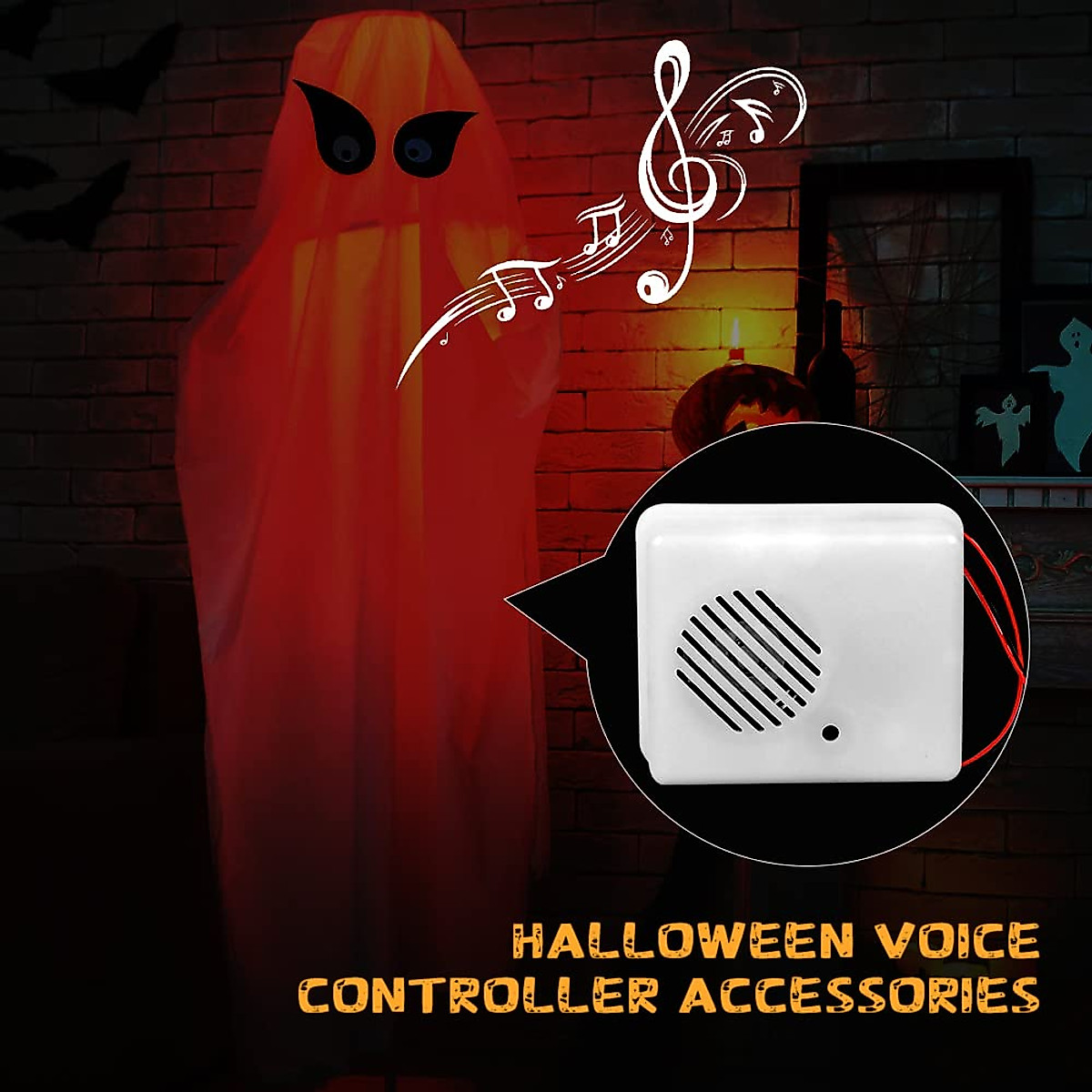 OILK DIY Halloween Sound Sensor, Scream Speaker Horror Screaming Tricky Voice-Activated Props Scary Sound Speaker Sensor for Halloween Party Decoration