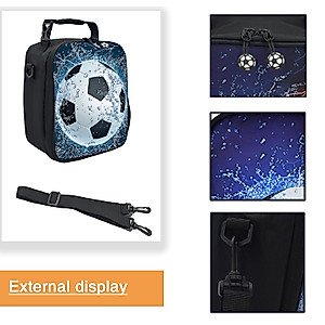 GOXUNYUAN Lunch Tote, 2019 Upgrade Insulated Football Lunch Bag- Waterproof Reusable Lunch Box Portable Meal Bag Ice Pack for Kids Boys Girls -Blue