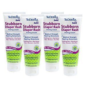 TriDerma MD Baby Stubborn Diaper Rash Healing Cream, Healing for Hard-to-Heal Diaper Rash, Treat and Prevent Diaper Rash and Seal Out Wetness, Non-Greasy Diaper Rash Ointment, 4.0 oz each, 4 Pack