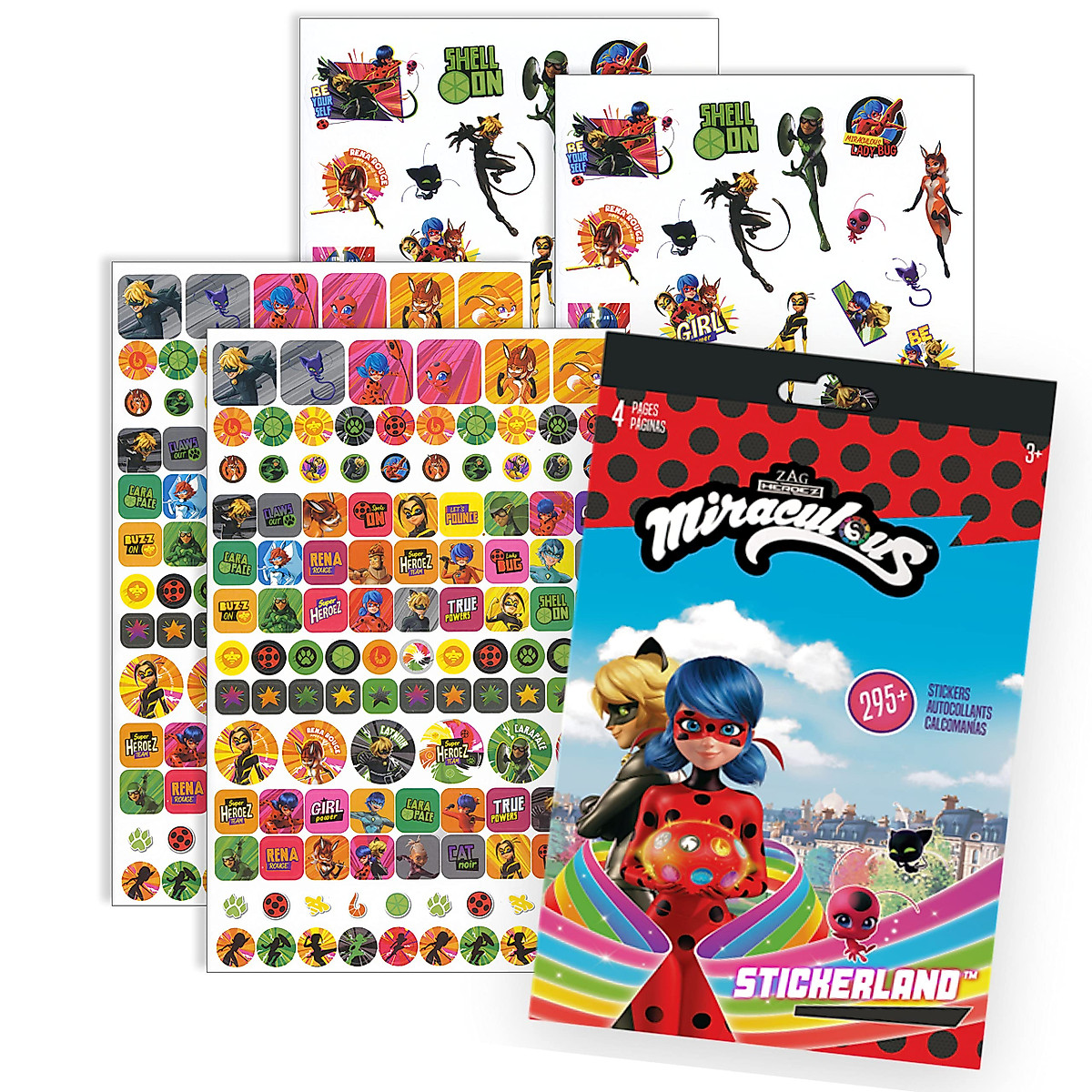 Miraculous Ladybug and Cat Noir - Activity Bundle - Miraculous Ladybug Stickers, Miraculous Ladybug Raised Stickers, 2-Sided Door Hanger