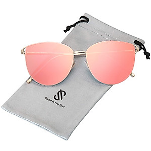 SOJOS Mirrored Flat Lens Fashion Sunglasses for Women SJ1085 Gold Frame/Gold Pink Mirrored Lens