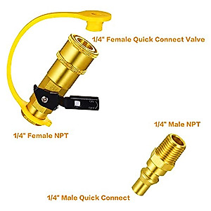 MCAMPAS Universal 1/4“ Propane Quick Connect Adapter Hose Assembly Kit for Gas Grills, Turkey Fryers, Fire Pit, Mr Heater.RV Equipment Etc to Conver Hose Extension