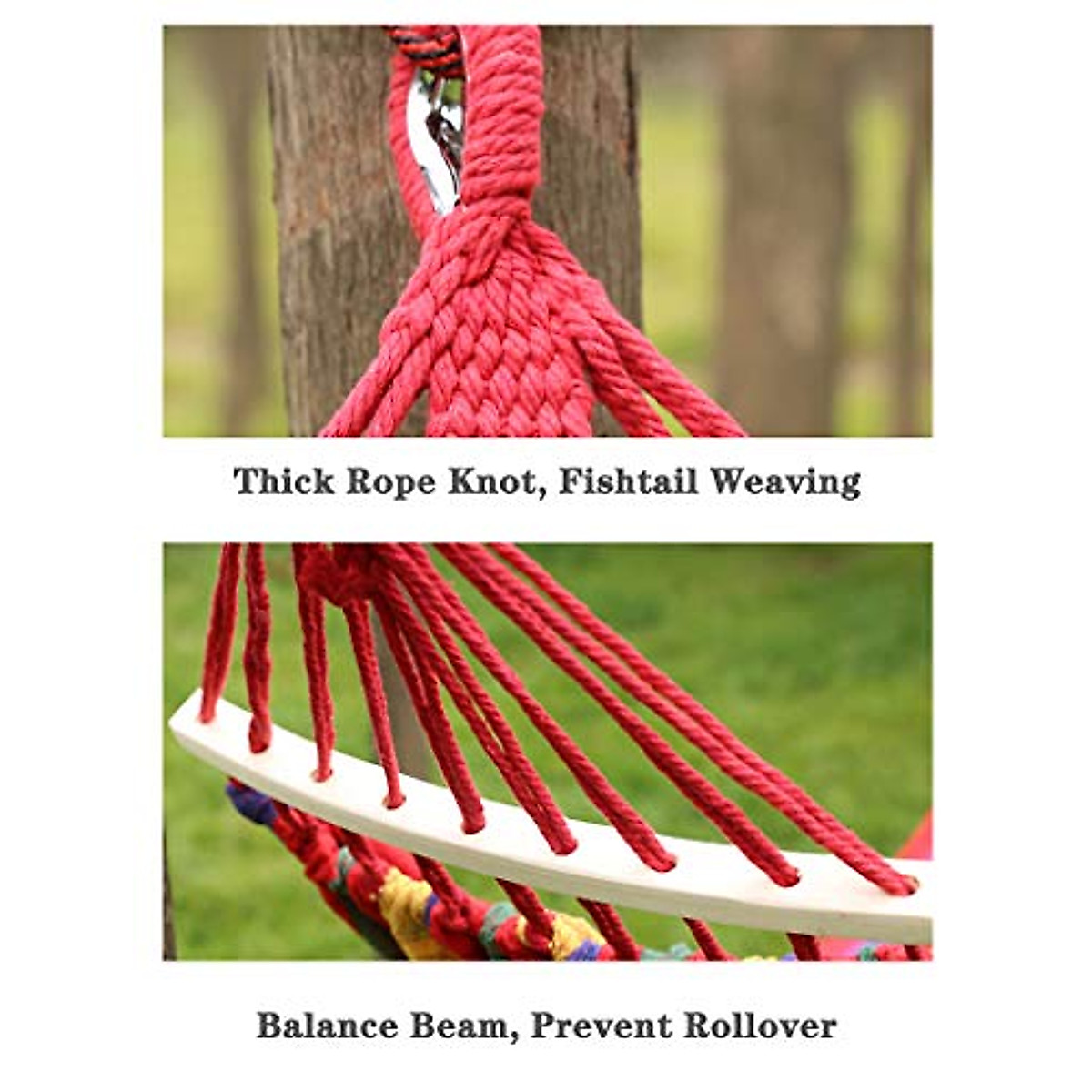 2 Person 661lb Capacity Double Hammock with Two Anti Roll Balance Beam and Sturdy Nylon Tree Straps for Outdoor Indoor Patio Garden Backyard Backpacking Travel Beach Blue & White