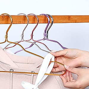 MRBJC Coat Hanger,10/20pcs(41cm),Metal Hangers,Space Saving Clothes Hangers with Notches, Heavy Duty Strong Wire Hanger for Shirt,Dress,Jacket Pink