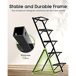 KING BIRD 4ft Vertical Raised Garden Bed 5 Tiers Planter Box Freestanding Garden Planter Outdoor and Indoor with Removable Tray for Growing Vegetables Herbs Flowers on Patio Balcony Black