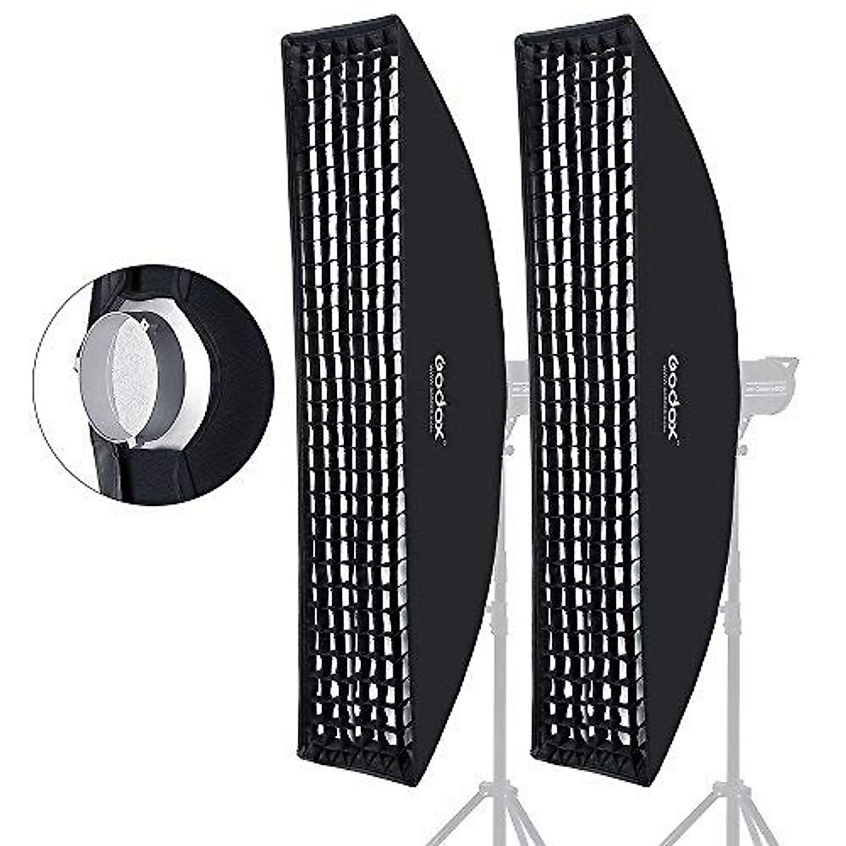 Godox 35x160cm 14"x63" Beehive Honeycomb Grid Strip Softbox Bowens Mount for Studio Flash (2pcs)
