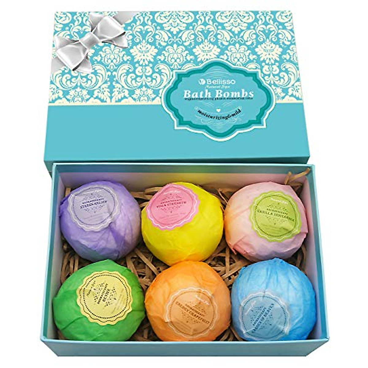 Bath Bombs Ultra Lux Gift Set - 6 XXL Fizzies with Natural Dead Sea Salt Cocoa and Shea Essential Oils Plus Aromatherapy Shower Steamers, Set of 6 Scent Tablets