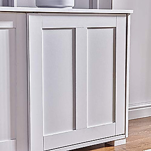 QIHANG-US Kitchen Storage Sideboard with Sliding Door, Farmhouse Barn Door Buffet Console Table, Antique Stackable Cabinet Cupboard with Shelves for Living Room Entryway Dining Room, Warm White