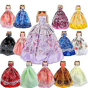BJDBUS 5 Pcs Handmade Wedding Party Dress Lace Gown for 11.5 Inch Girl Doll Clothes Accessories Random Set