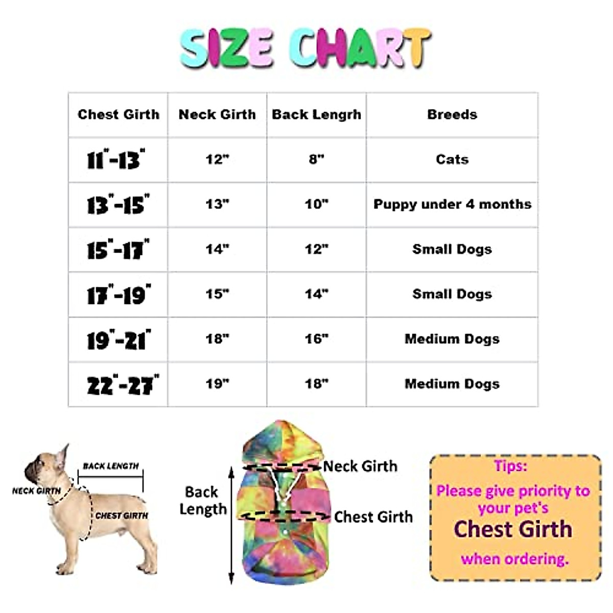 Garden Miller Dog Hoodie Sweater,Tie Dye Dog Winter Warm Coat, Dog Winter Coat Pet Clothes, Soft and Warm Dog Sweater for Cats Small Medium Dogs, Blue 2XL