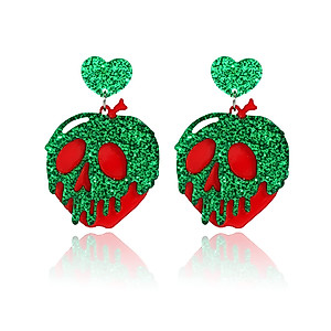 TIANBANGSHI Unique Halloween acrylic Pumpkin Earrings - Hypoallergenic Skull Pumpkin Dangle Earring For Women Holiday Night Costume Jewelry gift (human skeleton)