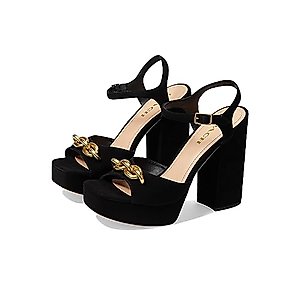 Coach Nicolette Suede Sandal Black 8 B (M)
