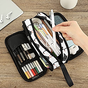 Fustylead Goose Nylon Pencil Bag Large Storage Pouch Pen Case Makeup Bag Simple Stationery Bag School College Office Organizer for Teens Boys Girls Student