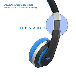 ELECDER Kids Headphones i41 Headphones for Kids Children Girls Boys s Foldable Adjustable On Ear Headphones with 3.5mm Jack for Cellphones Computer Kindle School Black&Blue,