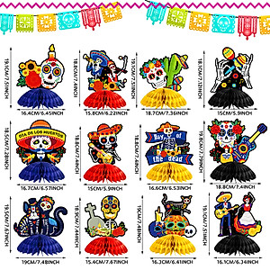 Pajean 12 Pieces Day of the Dead Honeycomb Table Centerpieces Halloween Dia De Muertos Sugar Skull for Mexican Party Decoration Supplies