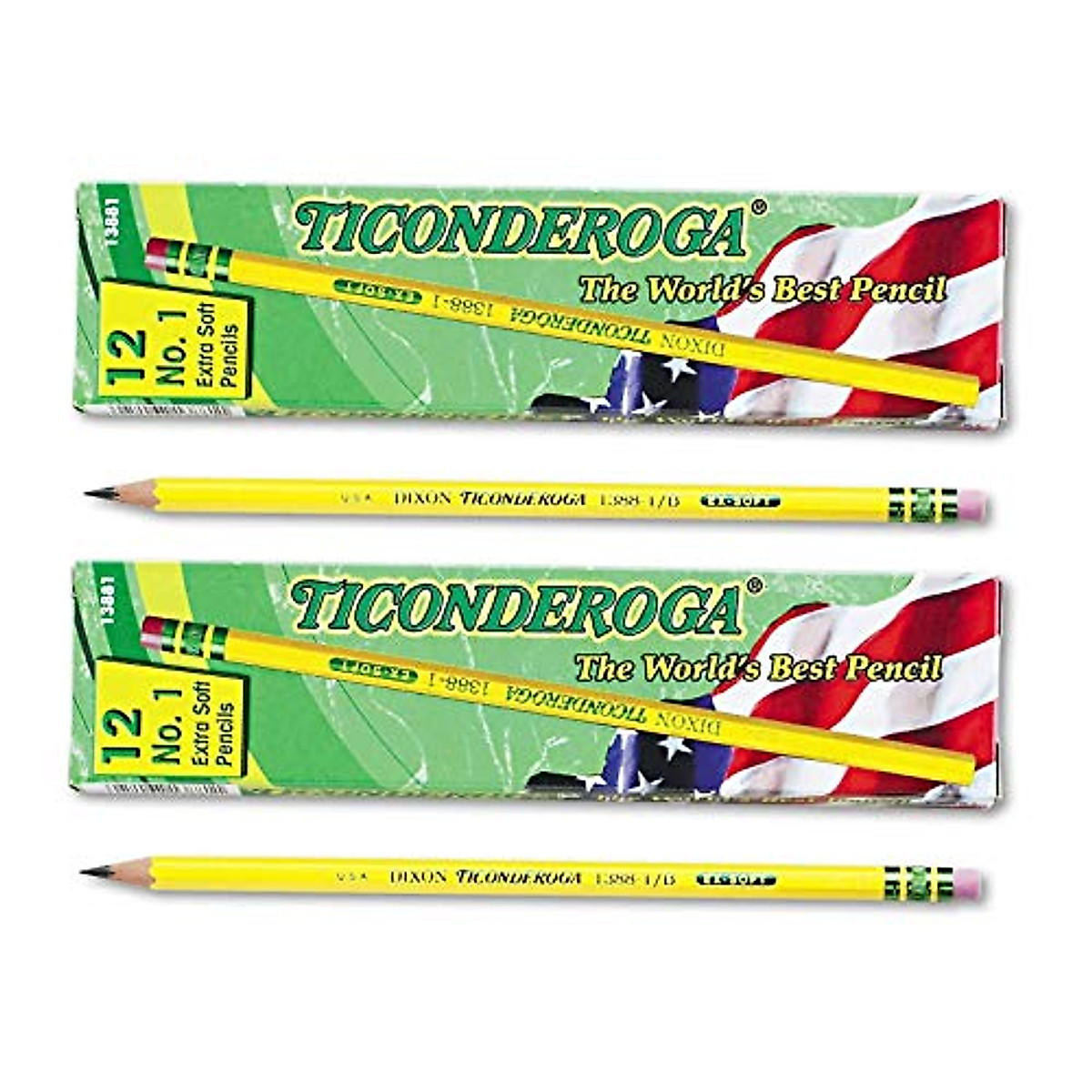 Ticonderoga Yellow Pencil, No.1 Extra Soft Lead, Dozen DIX13881 (2-Pack)