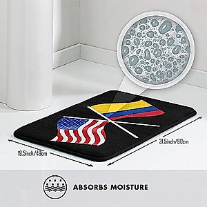 American and Colombia Flag Non-Slip Mat 20x31in Suitable for Home Kitchens and Offices