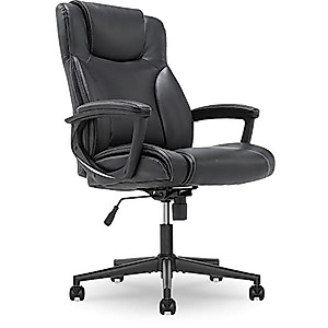 Serta Executive High Back Office Chair with Lumbar Support Ergonomic Upholstered Swivel Gaming Friendly Design, Bonded Leather, Black