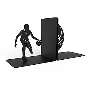 ESGO Basketball Bookends - Bookends for Shelves, Book Ends for Office, Modern Bookends for Desk and Bookshelves, Metal bookends, Heavy Duty Metal Black Bookend Support, Creative Book Ends.
