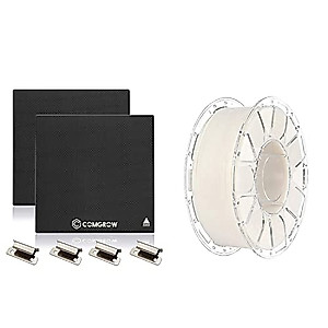 2PCS Upgraded Tempered Glass Plate with Bed Clips and Comgrow 3D Printer PLA Filament 1KG 1.75mm Spool White Color