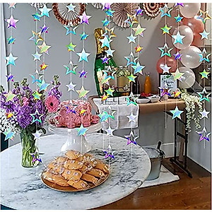39Ft Glitter Star Garland Banner Hanging Decorations Bling Iridescent Twinkle Star Garland Streamer Kit for Bridal Shower Wedding Baby Shower Christmas Birthday Prom Graduation Party Supplies