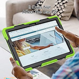 Samsung Galaxy Tab A8 10.5 Inch 2022, [Full-Body][Shock Proof] Protective Case with Pencil Holder and 360 Rotating Hand Strap, Protective Cover with Shoulder Strap (Green)