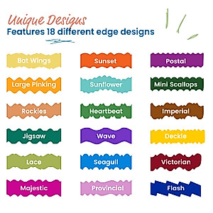 ECR4Kids Kraft Edgers with Rotating Hardwood Rack, Decorative Scissors, Assorted, 18-Piece