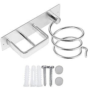 Generic Hair Dryer Tools Holder Wall Mount, Bathroom & Bedroom Hair Care Styling Tools Organizer Hanger for Zinc Alloy, Curling Wand, Hair Straightener(Silver), Without Hooks