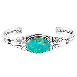 Turquoise Bracelet Sterling Silver 925 Genuine Turquoise (Turquoise)
