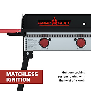 Camp Chef Pro 16 Cooking System - Three-Burner Camp Stove - Includes Windscreen & Matchless Ignition - Portable Camping Cooking Stove for Outdoor Cooking - 608 Sq In Cooking Area
